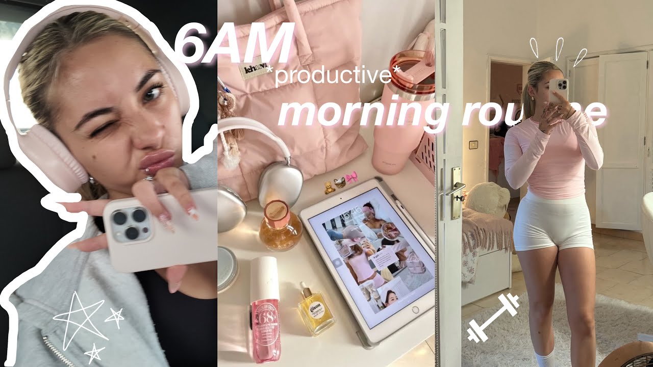 ☁️6am *productive* morning routine 🎧 {gym, THAT girl inspo, compras ...
