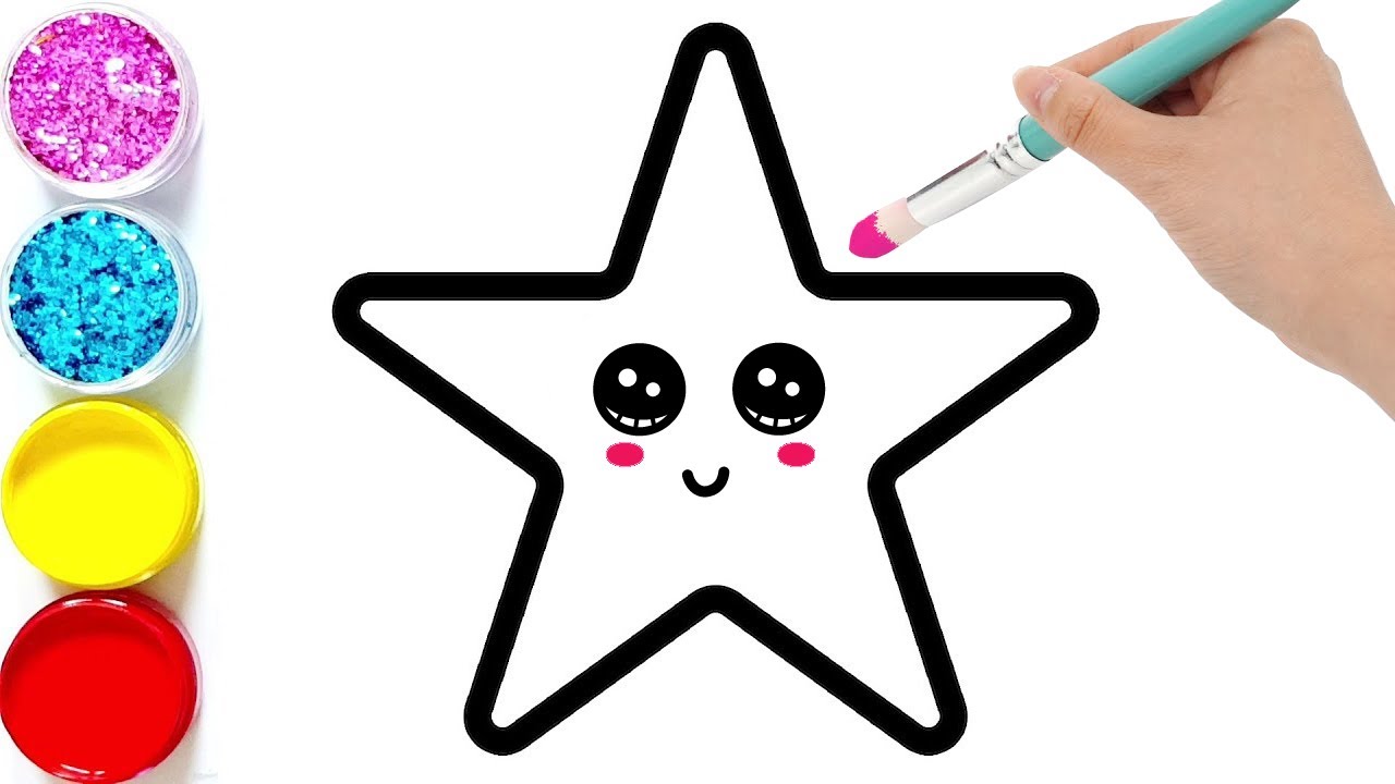 Draw Cute Stars with rainbow colors for kids.Bolalar uchun kamalak ...