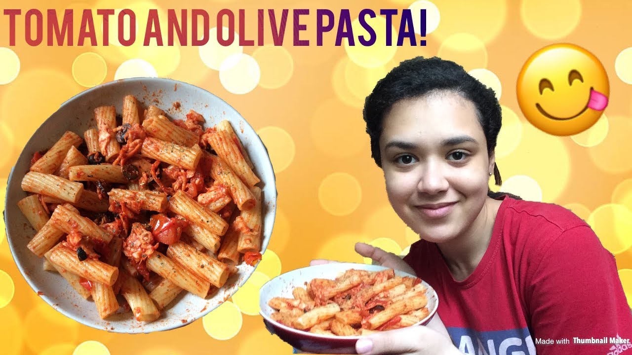 MAKING TOMATO AND OLIVE PASTA! COOKING WITH TIA - YouTube