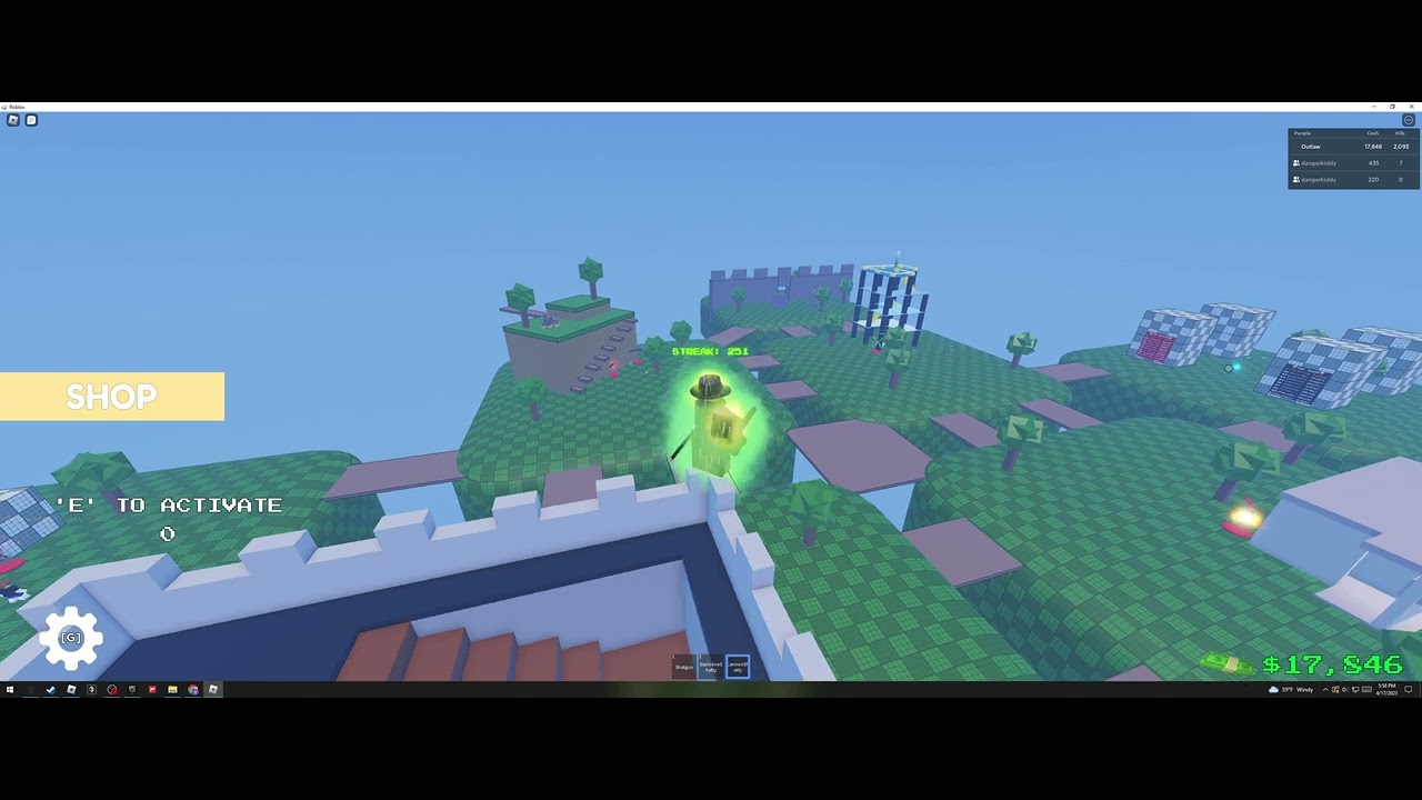 Getting 250 streak in shoot people off a map simulator! - YouTube