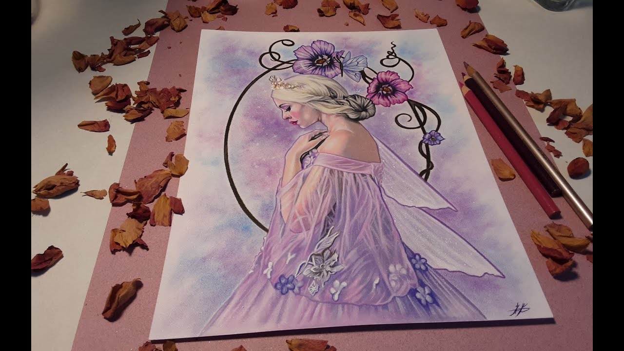 Nouveau Fairy color pencil fantasy drawing - YouTube