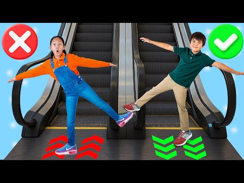 Andrea Jannie & Bobby Learn Escalator Rules Mall Adventure