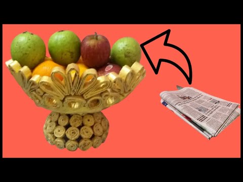 Newspaper Fruit Basket Handmade School Project/Newspaper Craft/Best Out ...