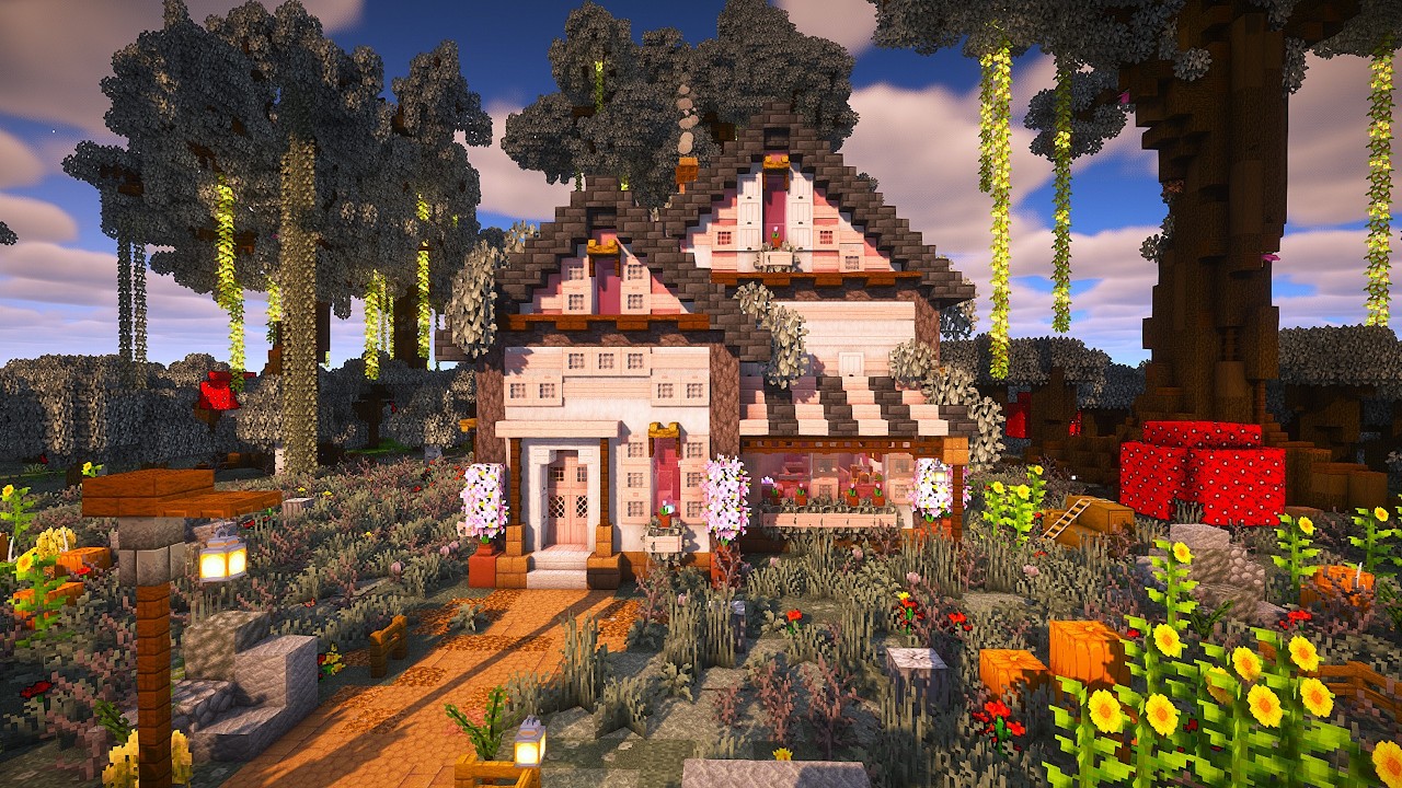 HOW TO BUILD A PALE OAK AND CHERRY HOUSE FOR SURVIVAL || MINECRAFT ...