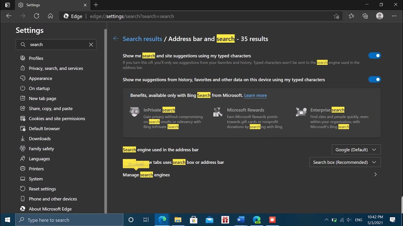 how to change the search bar (address bar) in microsoft edge - YouTube
