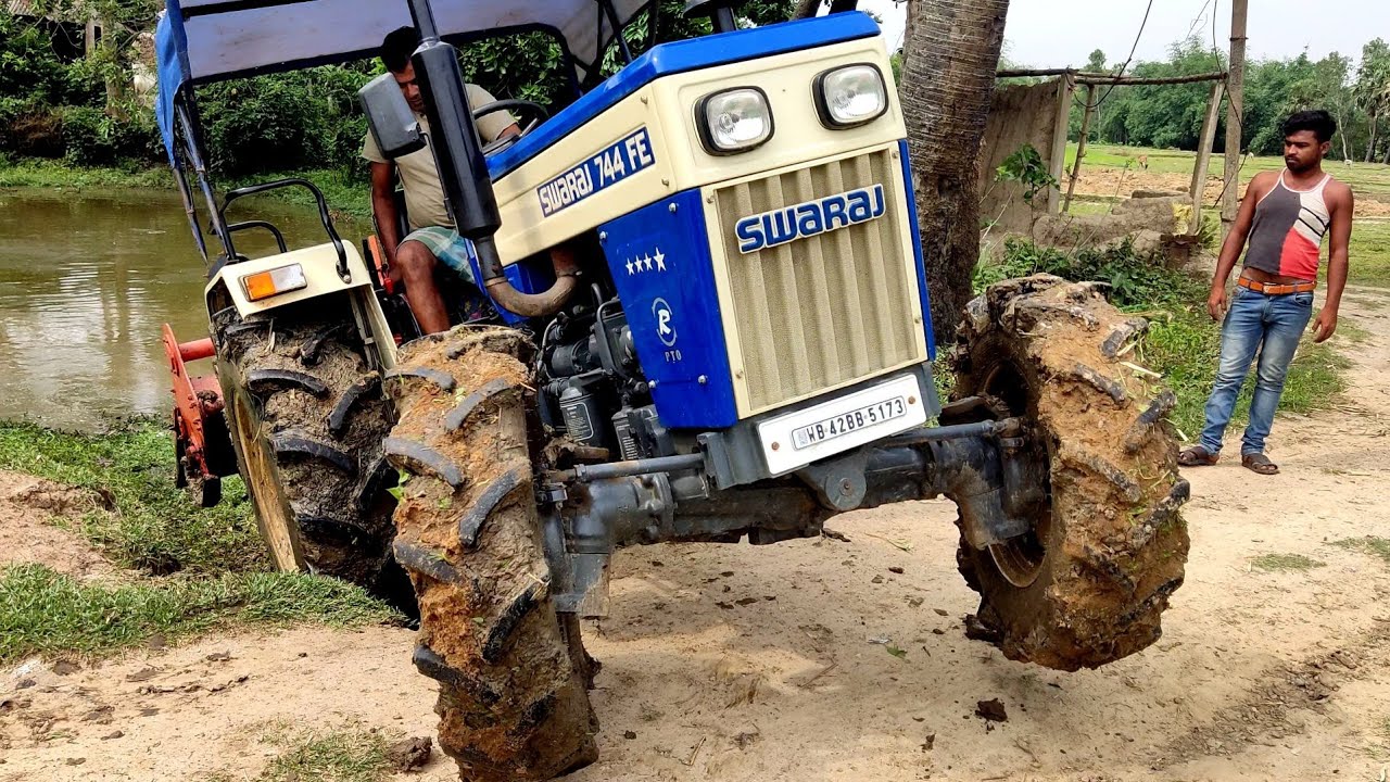 Swaraj 774 Fe 4 x 4 in rotavator - YouTube