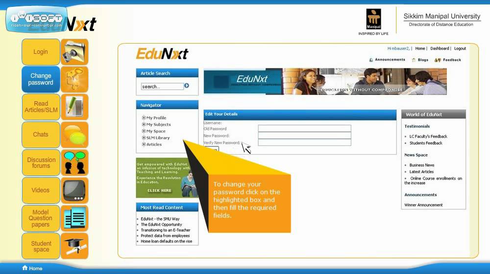 Smude EduNxt Login Password Change - YouTube