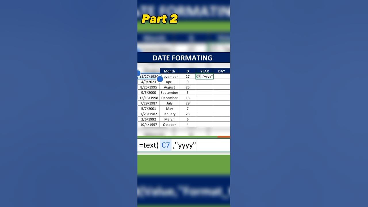 Excel Date Formatting - YouTube