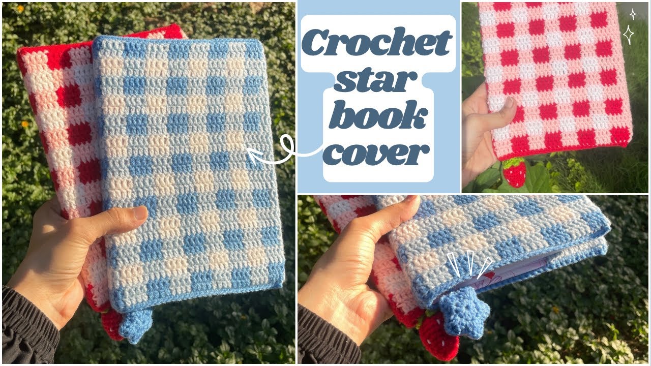 Crochet book cover 🍓| Crochet book sleeve | Easy book cover tutorial ⛅🫧 ...