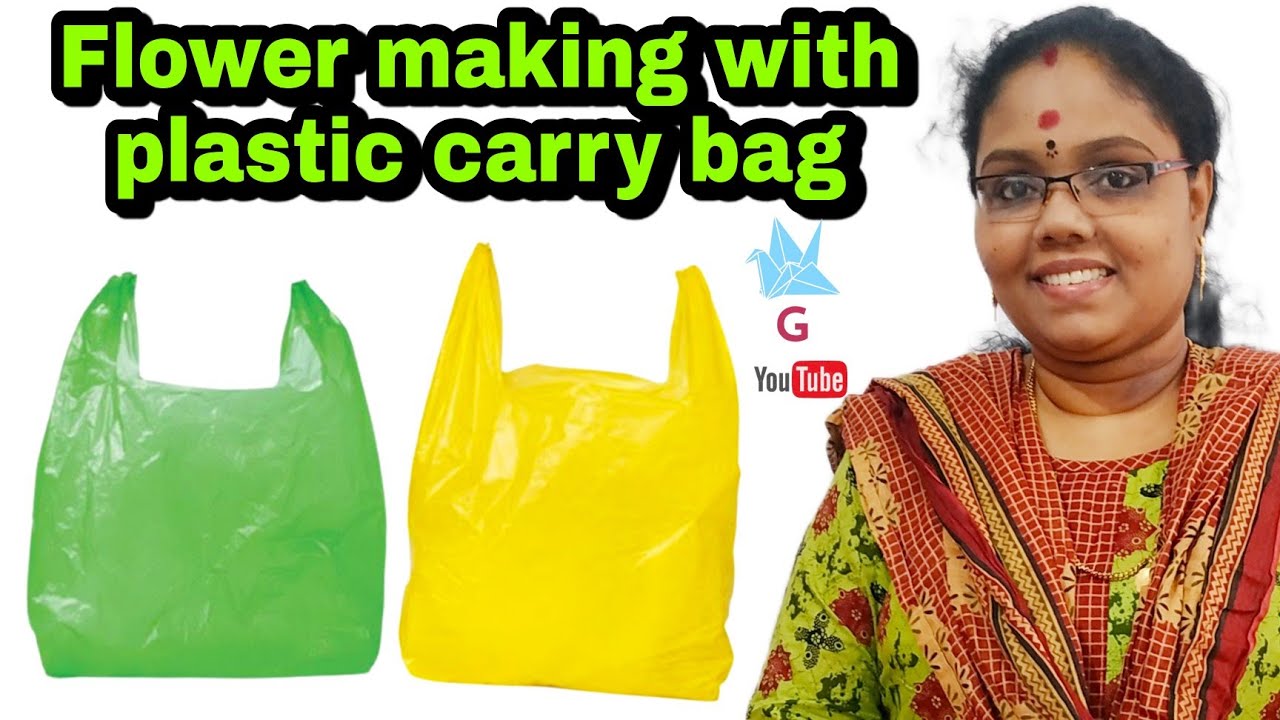 Flower making with plastic carry bag/Best out of waste/Carry bag reuse ...