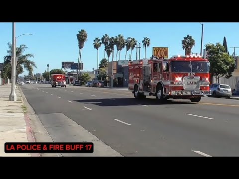 LAFD ENGINE 57 AND LAFD RESCUE 257 RESPONDING - YouTube