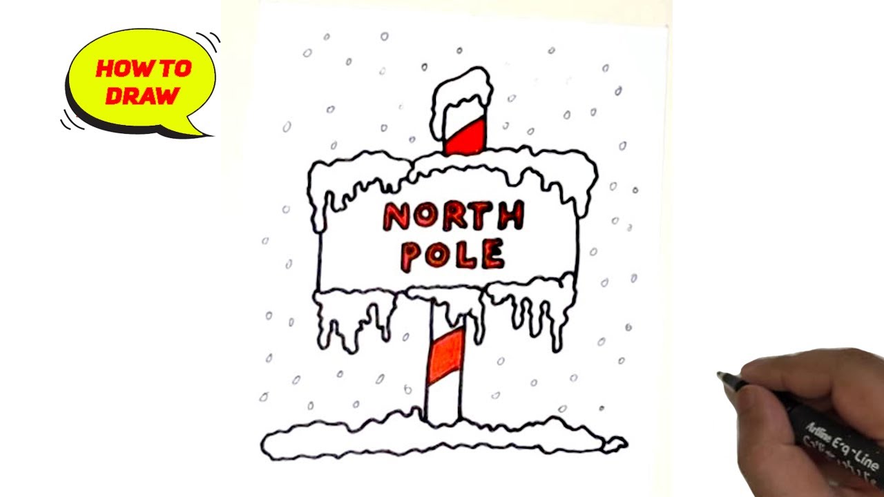 How to draw North Pole Sign easy and step by step - YouTube