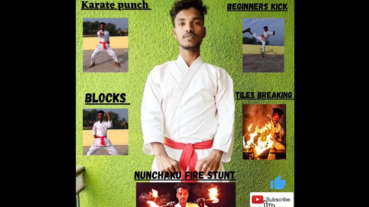 Basic Karate Punchs , Blocks , Kick And Nunchaku Training Fire Stunt 🔥🥋 ...
