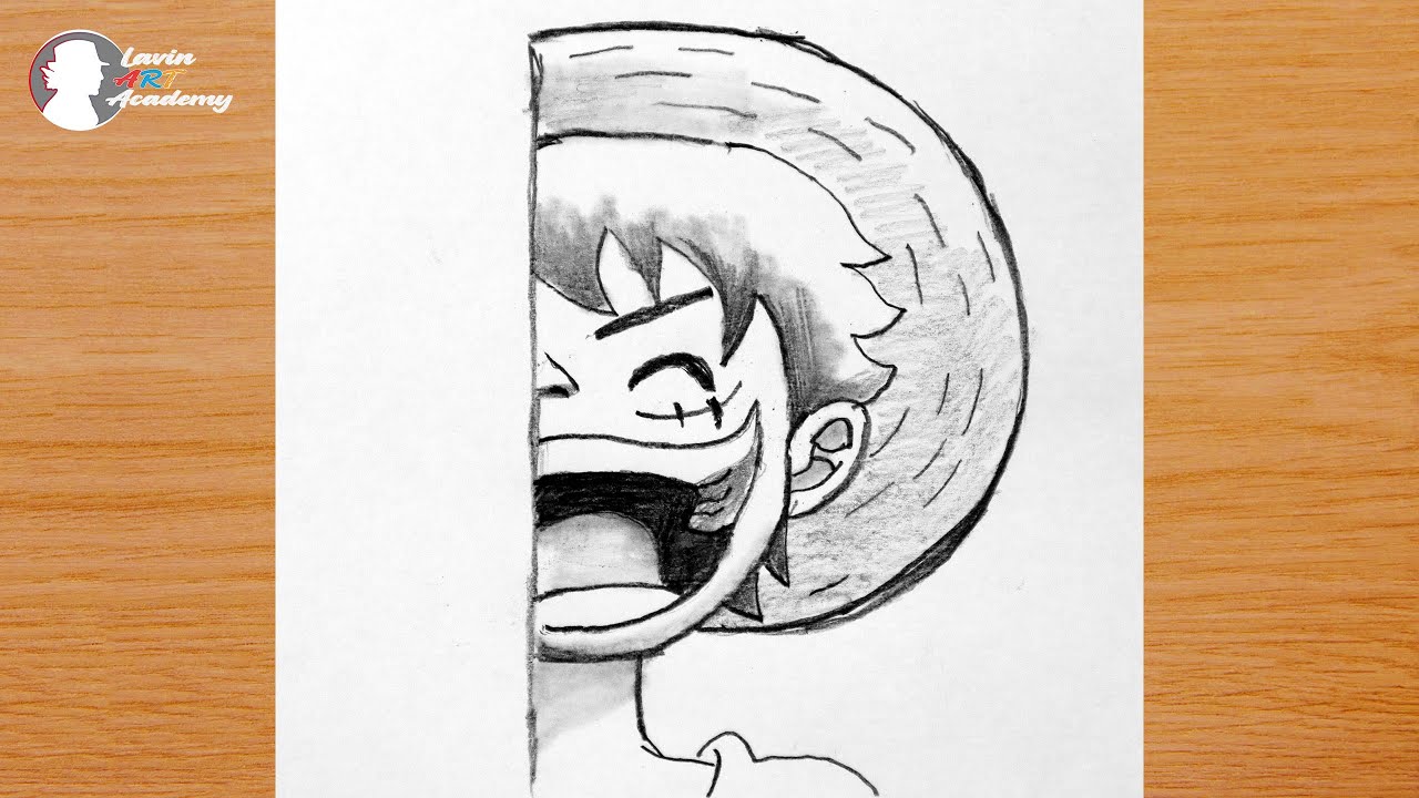How to draw Luffy Half Face Step by step || Easy Anime Drawings - YouTube
