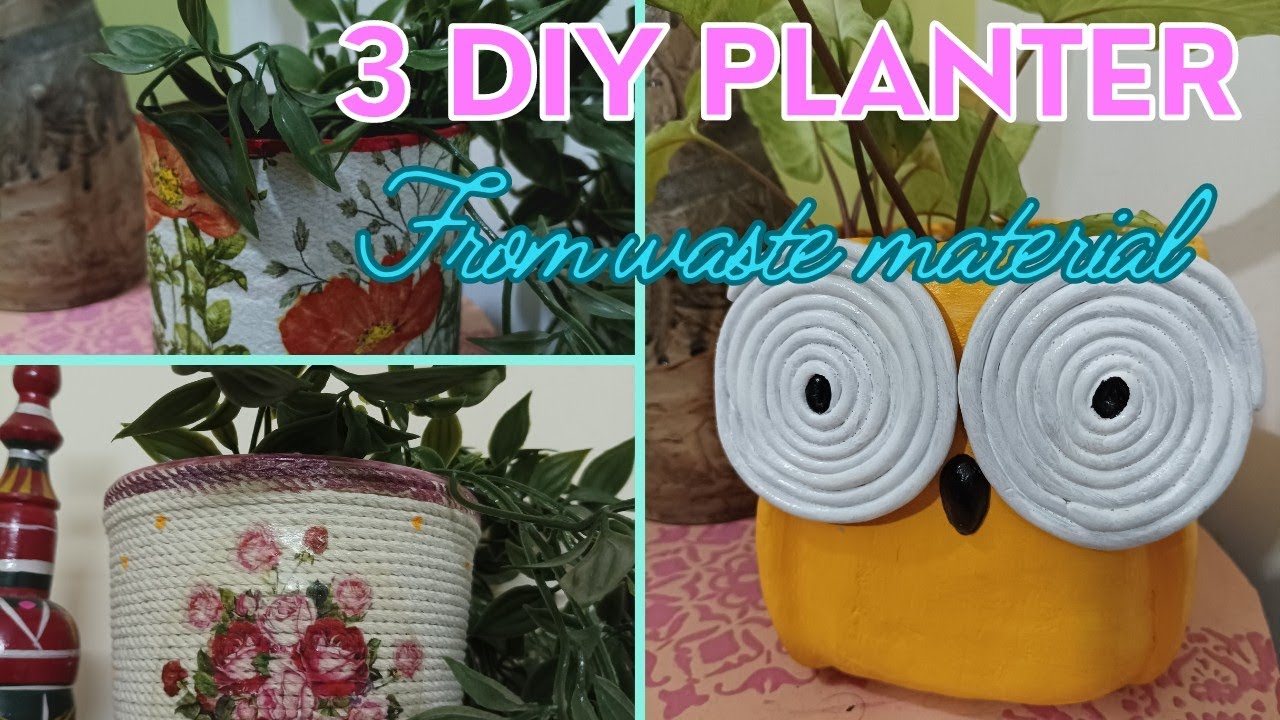 3 DIY Planter from Waste Material/Easy DIY😌😌 - YouTube