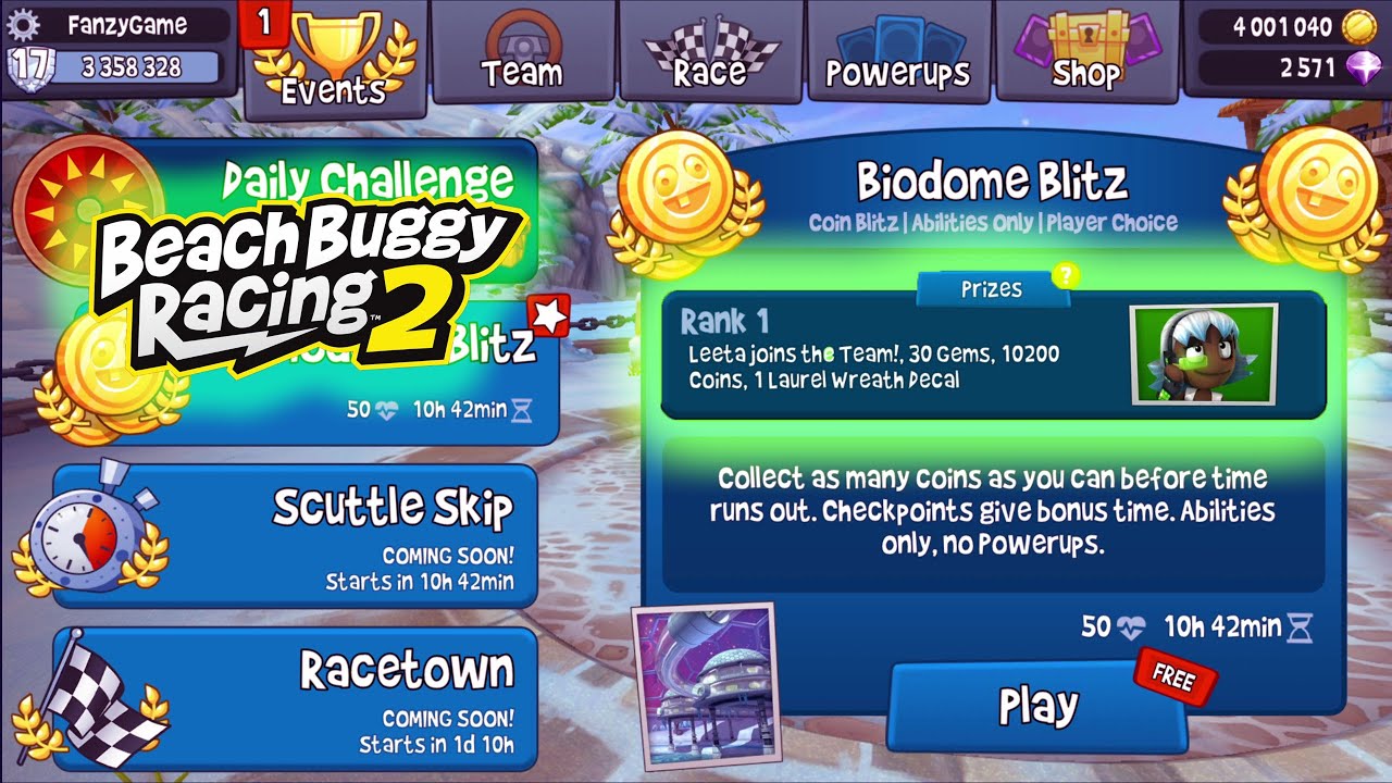 Leeta Challenge - Biodome Blitz - Beach Buggy Racing 2 - YouTube
