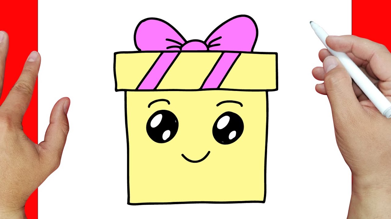 How to draw gift box for christmas step by step - YouTube