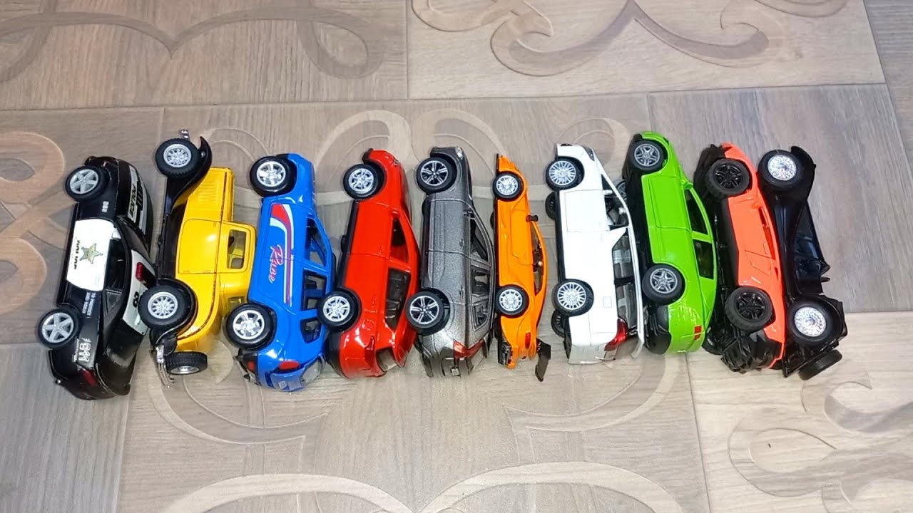 Some small colored car models from a big box - YouTube