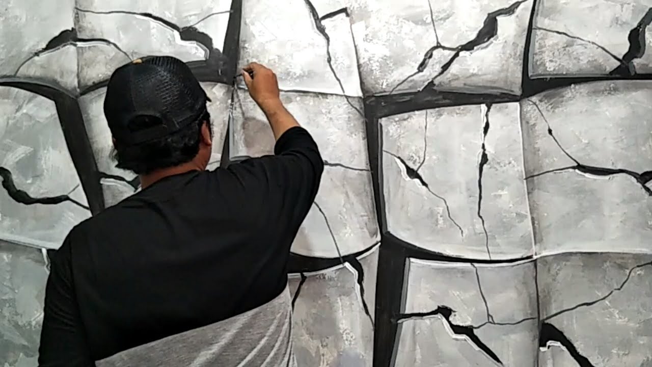 Buat Dinding Retak Motif Semen Ekspos - YouTube