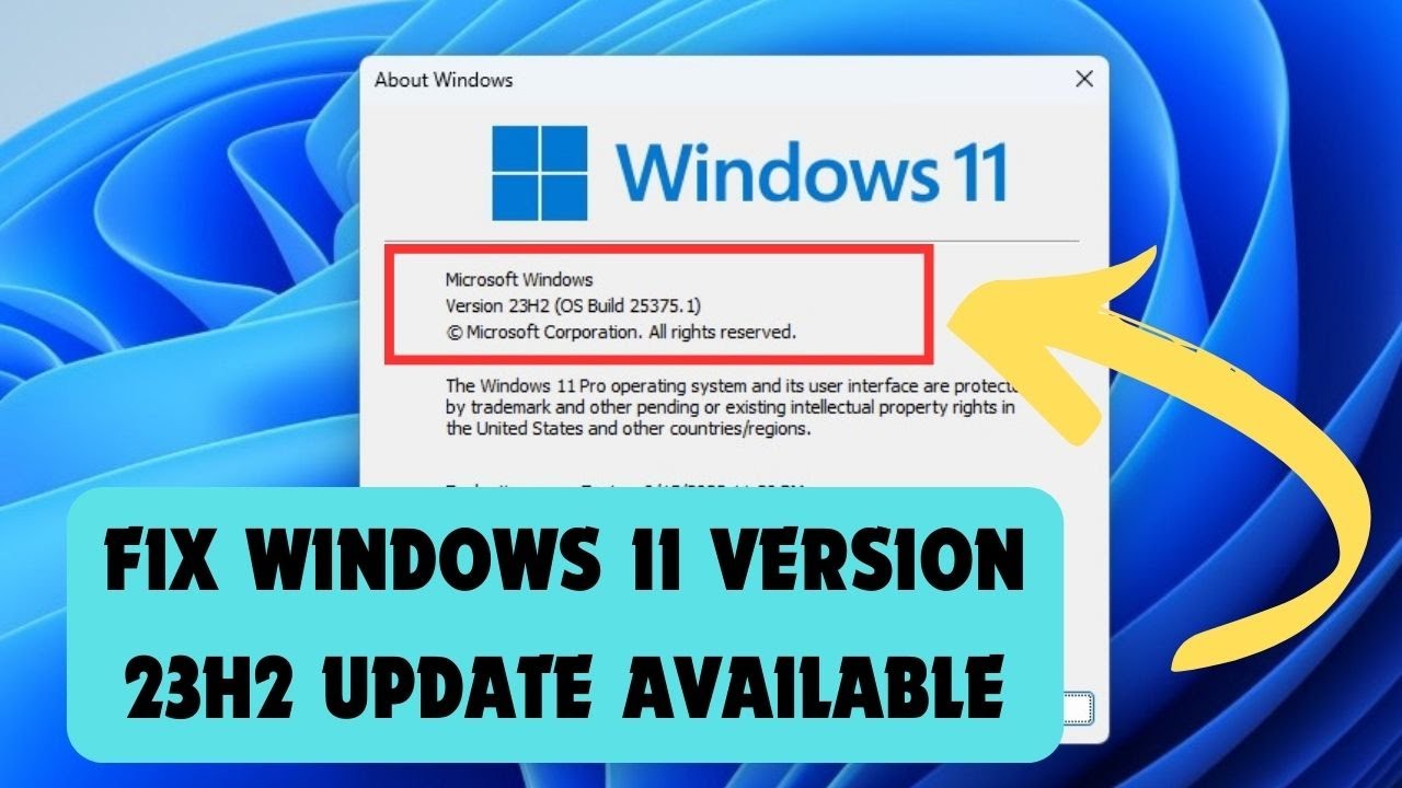 fix windows 11 version 23h2 update available - YouTube