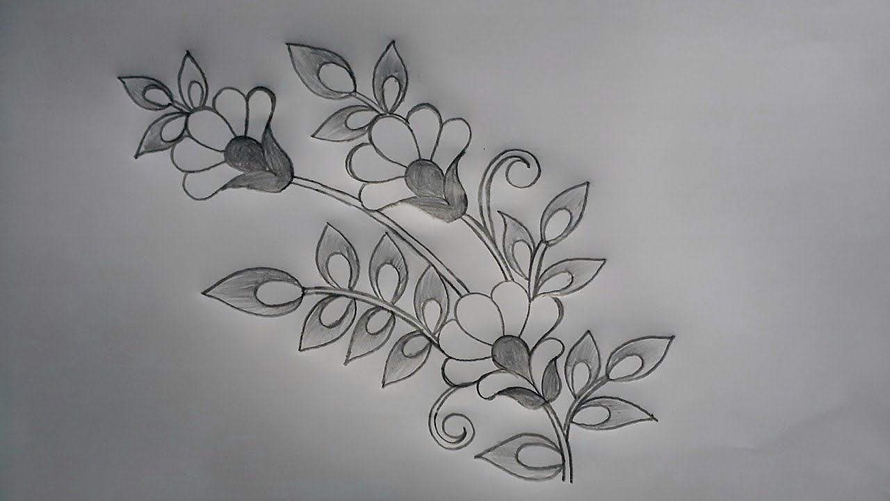 Hand Embroidery Design Drawing | Flower Design Drawing | Embroidery ...