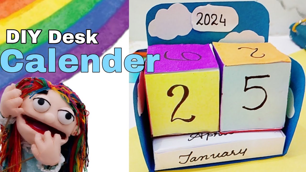 "DIY Mini Desk Calendar | Sky & Rainbow Theme | Easy Craft Tutorial ...