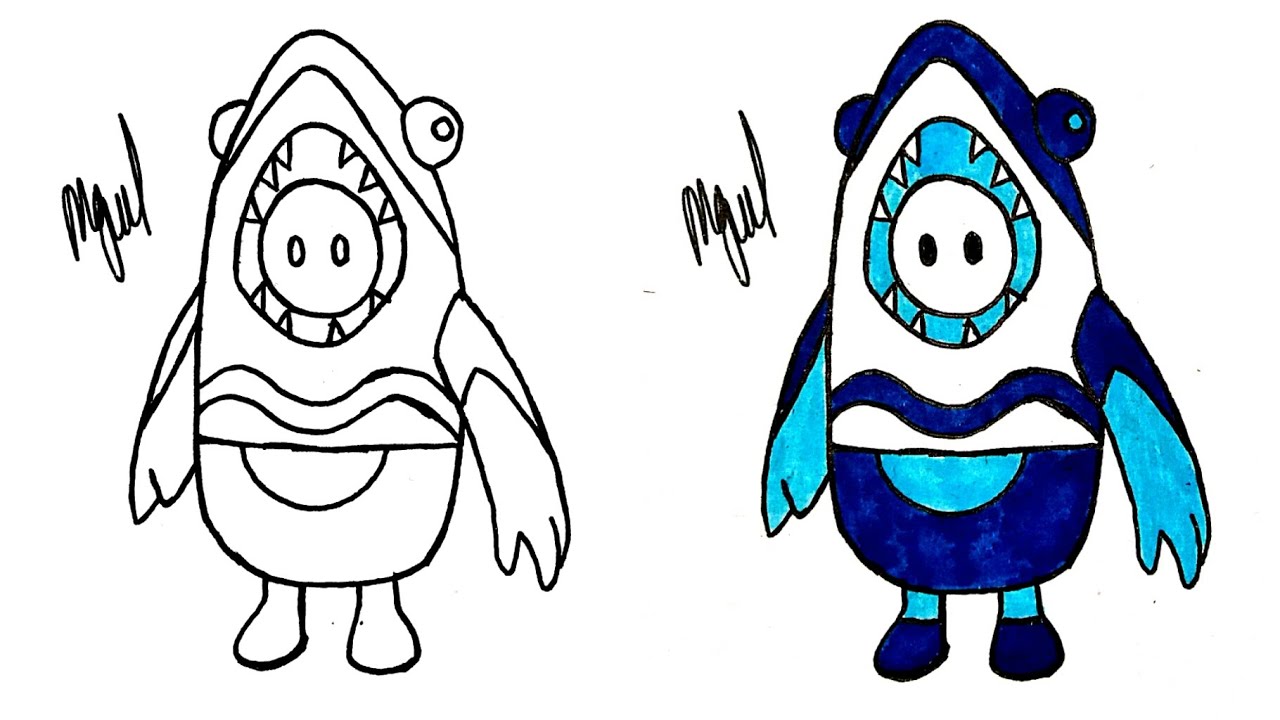 HOW TO DRAW SHARK BOT SKIN FROM FALL GUYS - YouTube