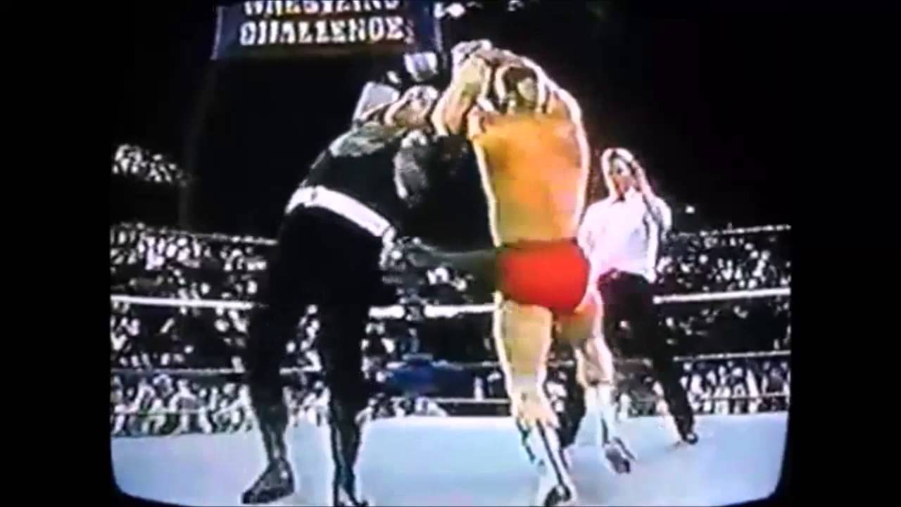 Sgt Slaughter vs Ronnie Garvin with noogie corkscrew temple submission ...