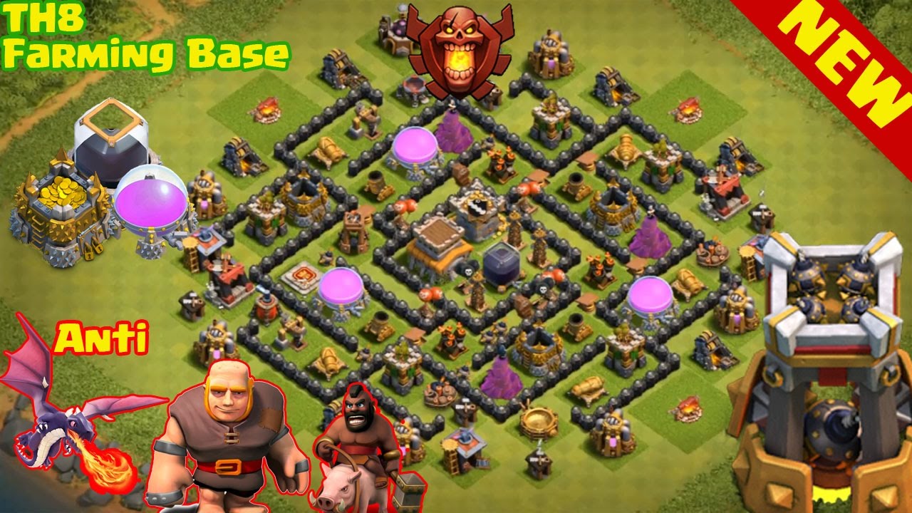 Clash of Clans ♦ coc Th8 Best Farming Base New Update BOMB TOWER ♦ Anti ...