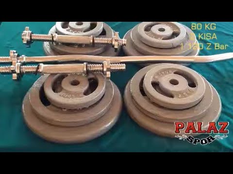 80 KG Demir Döküm Halte Dambıl Set, 2 Kısa + Z Barlı Video, Palaz Spor Malzemeleri