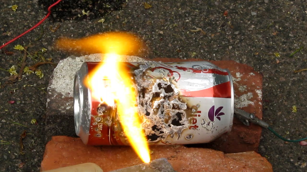 MOT upgrades and burning a soda can with arcs - YouTube