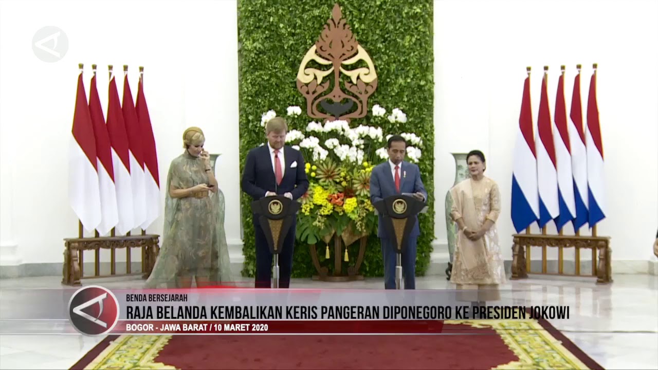 Raja Belanda Kembalikan Keris Pangeran Diponegoro Ke Presiden Jokowi