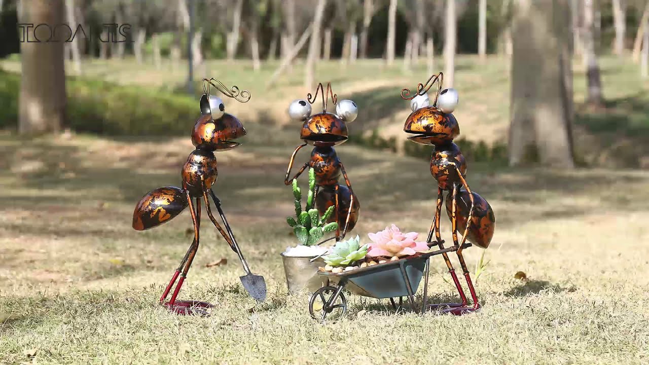 Ant Sculpture Iron Cartoon Ant With Removable Bucket - YouTube