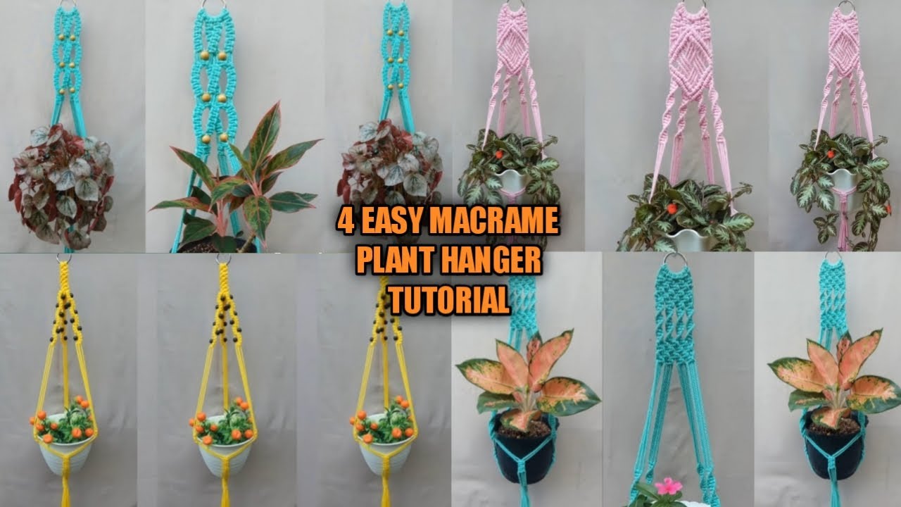 DIY 4 Easy Macrame Plant Hanger Tutorial #macrameplanthanger - YouTube