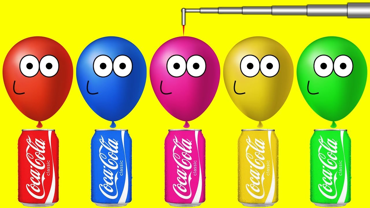 Learning Colors Pou Balloons Coca Cola Finger Family Song Nursery ...