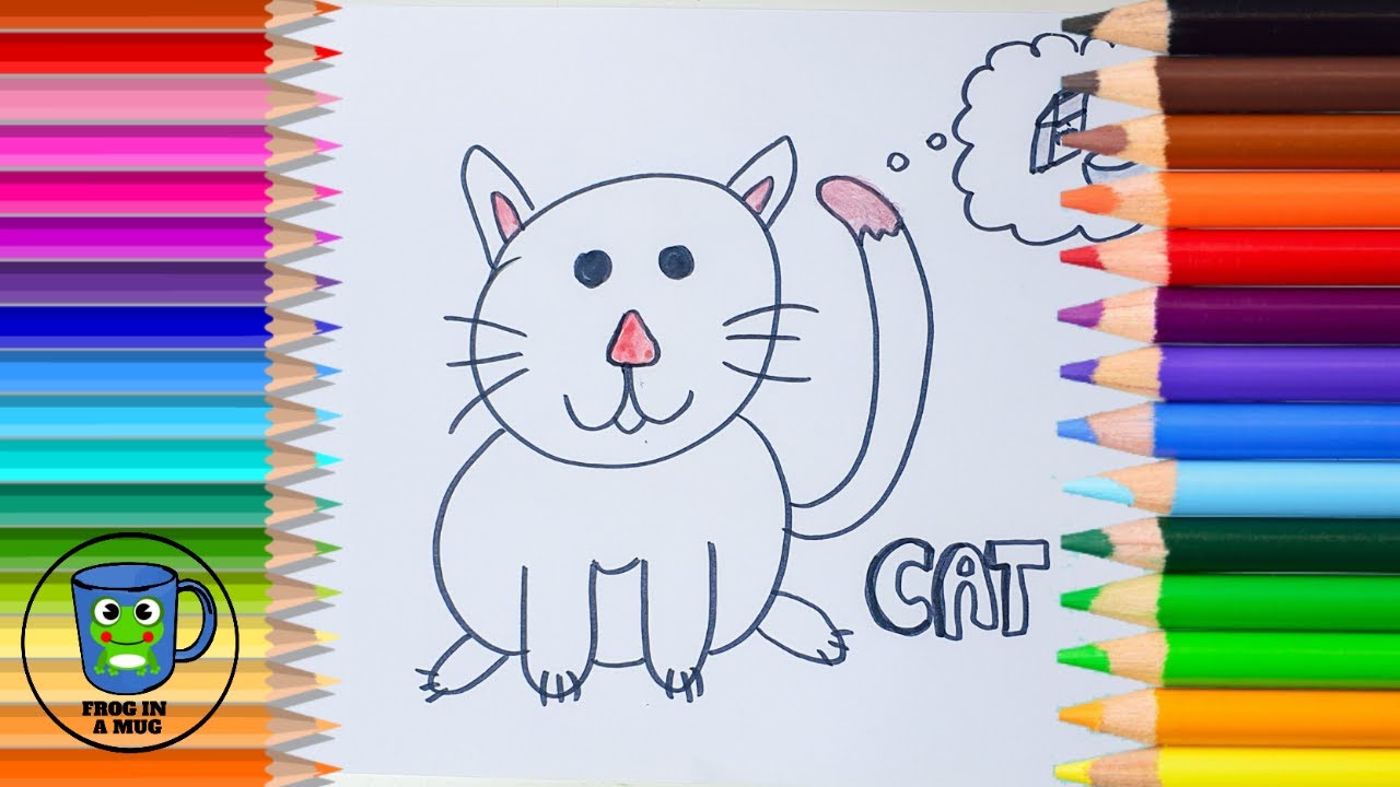 Jak namalować kotka kota? Rysunki dla dzieci naucz się rysować razem z ...