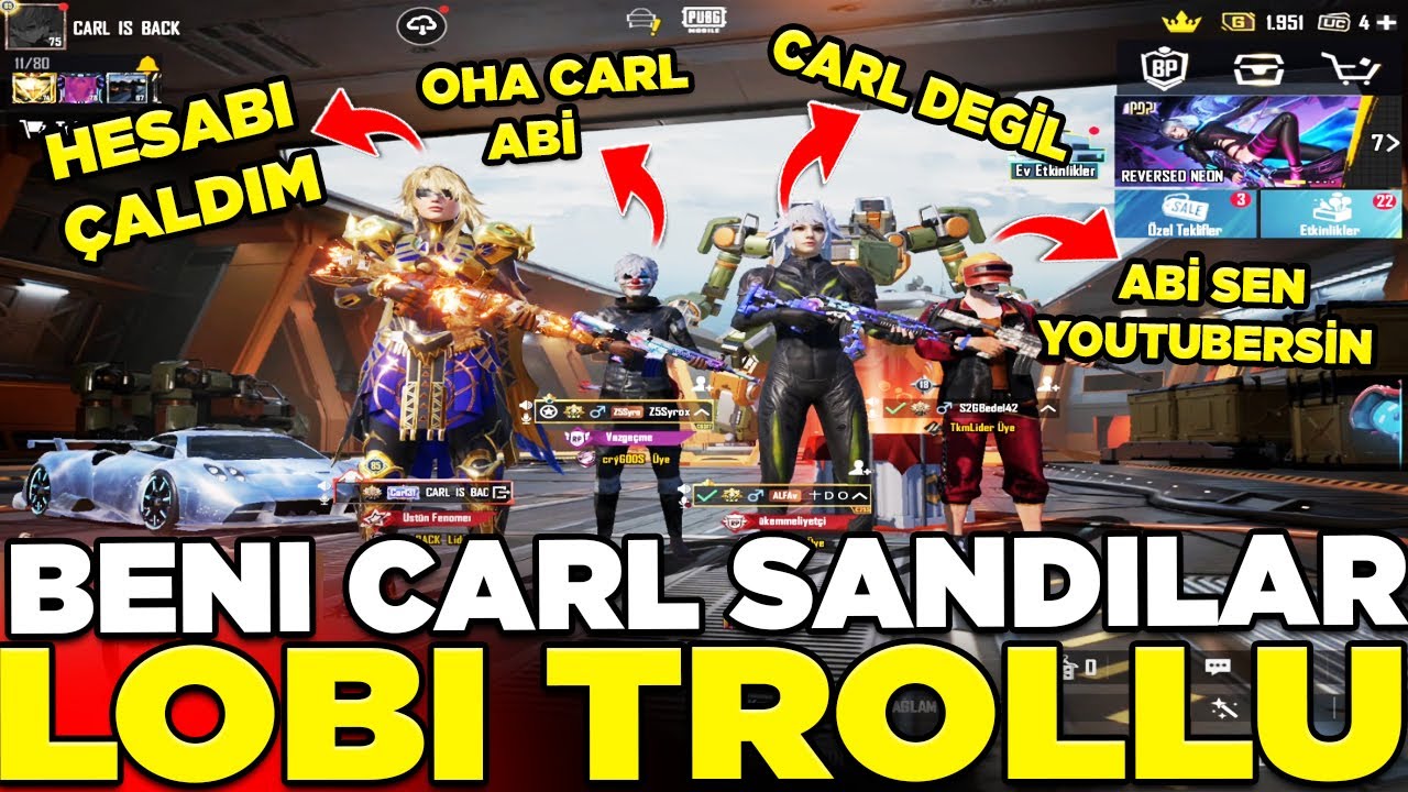 CARL'IN HESAPTA LOBİ TROLU (BENİ CARL SANDILAR) - PUBG MOBİLE # ...