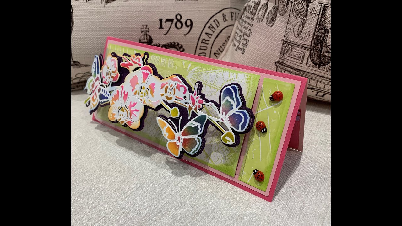 #slimlinecards #191 Use the die-cut as a stencil+how to create a 3D ...
