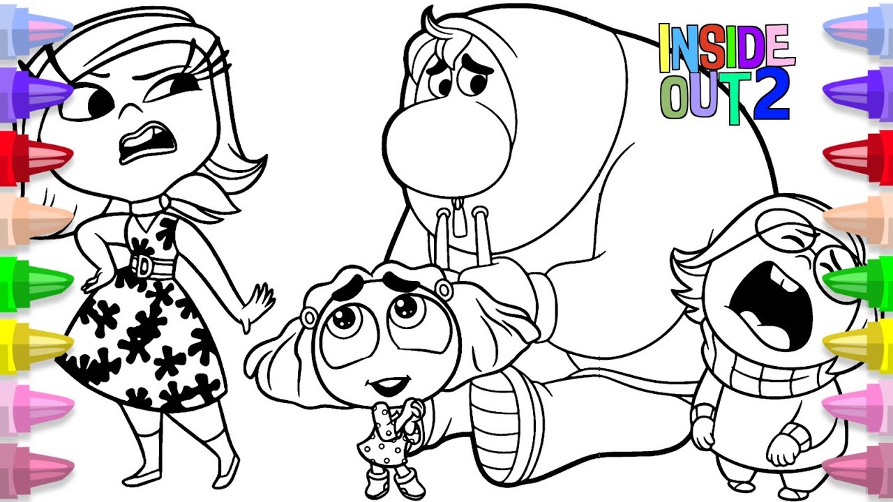 HOW TO COLOR Inside Out 2 | ENVY DISGUST EMBARRASSMENT AND SADNESS ...