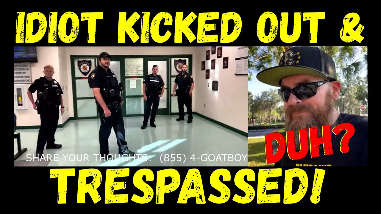 Idiot Kicked Out & Trespassed at Police Station! - YouTube