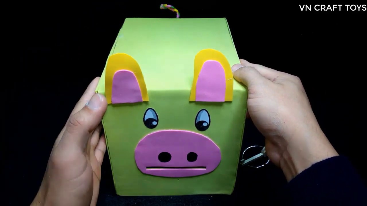 HOW TO MAKE PIGGY BANK BOX FROM CARDBOARD - YouTube