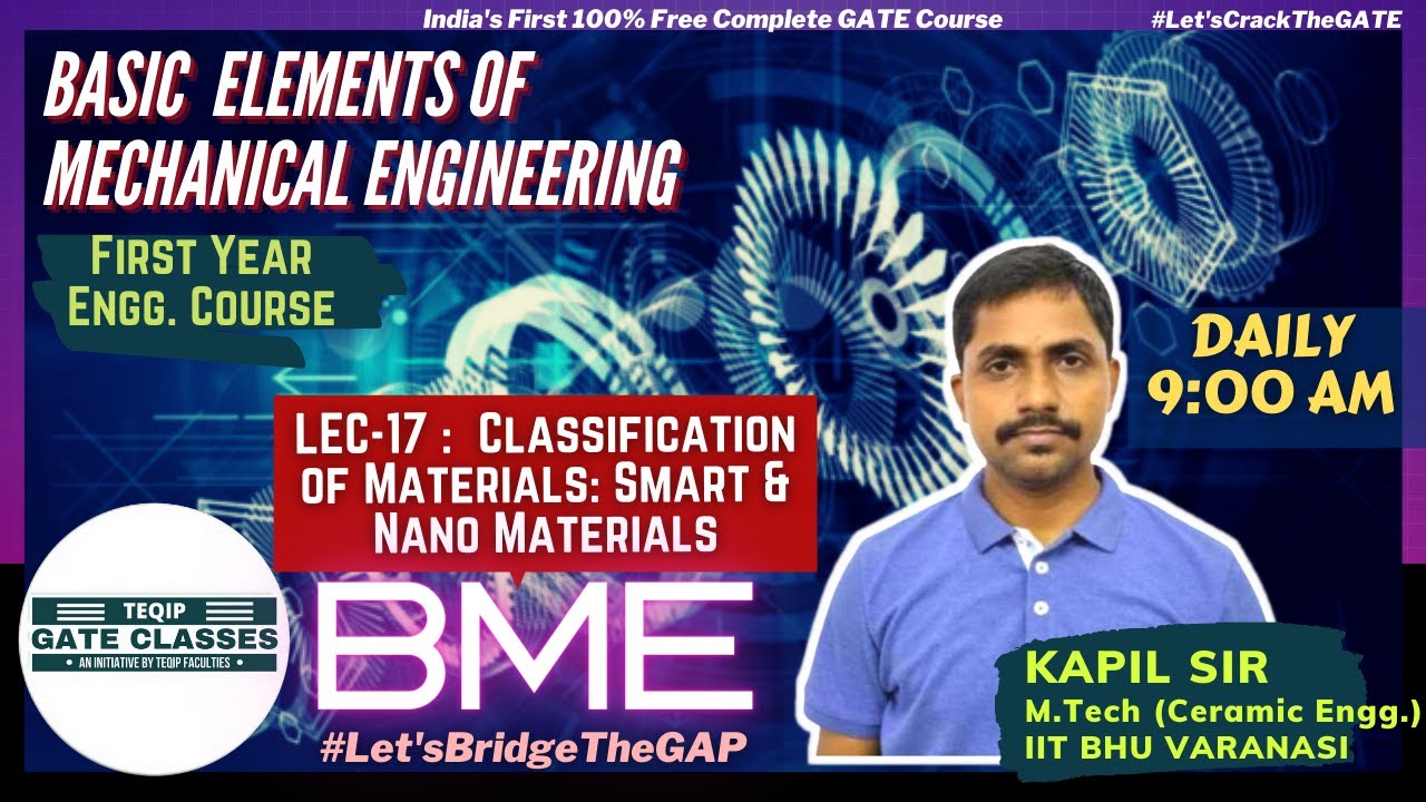 Lec-17 | BME | Basic Element of Mechanical Engineering by Kapil Sir | Smart & Nano Materials ...