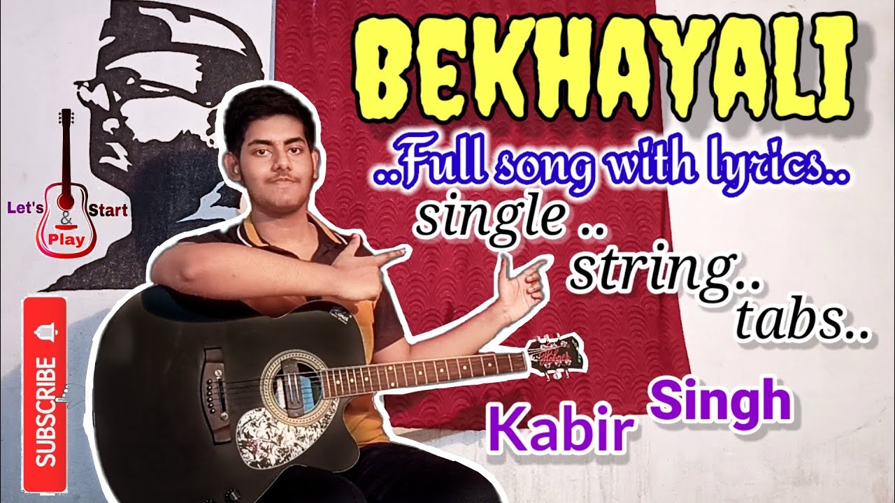Bekhayali full song || Single string guiter lesson with backing track ...