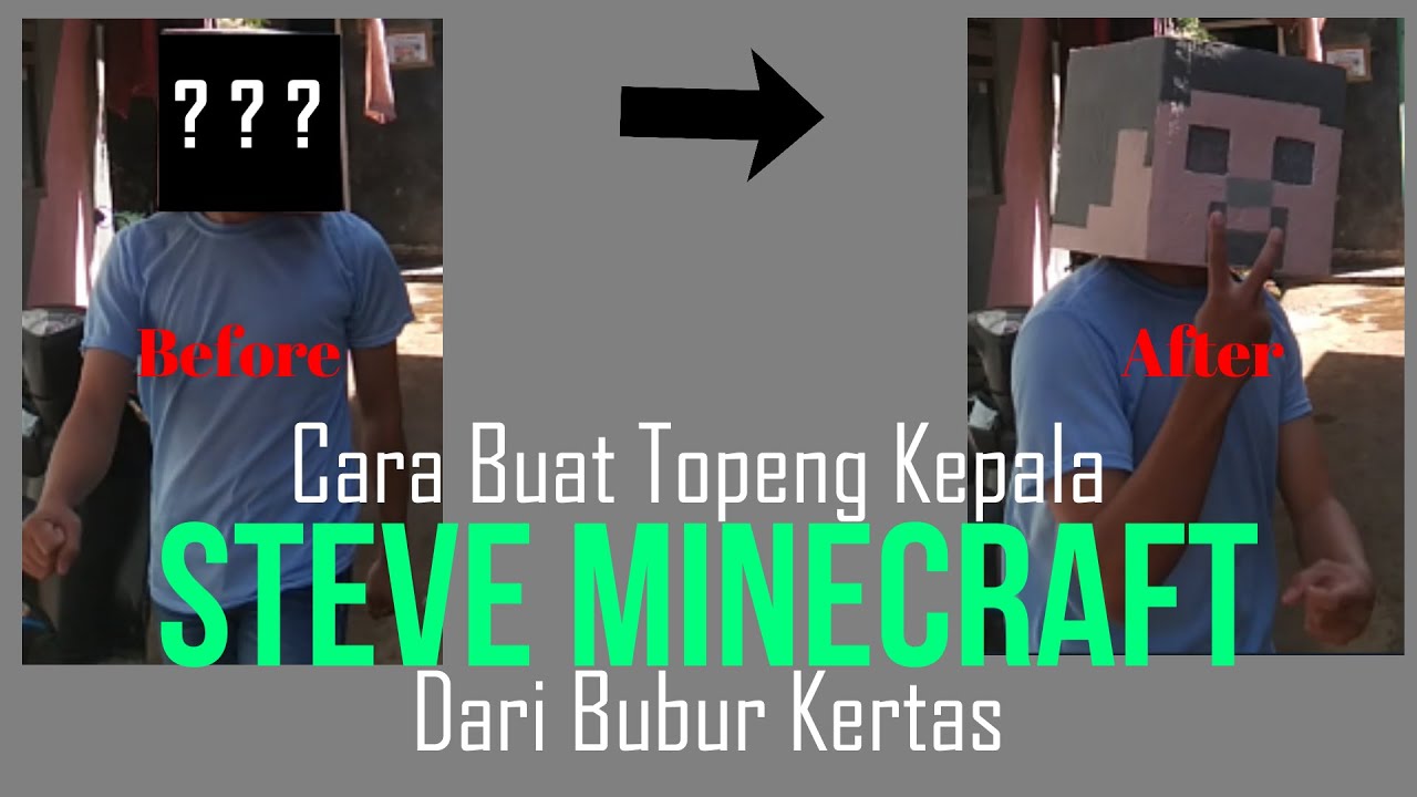 Cara membuat topeng kepala STEVE MINECRAFT dari bubur kertas / Steve ...