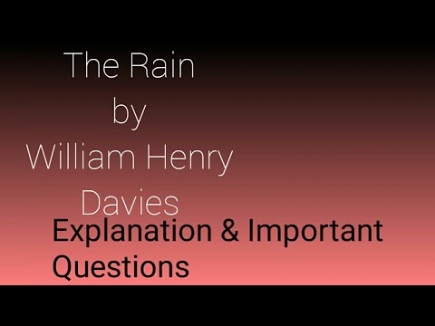 The Rain Poem | William Henry Davies | English First Year | 1st year ...