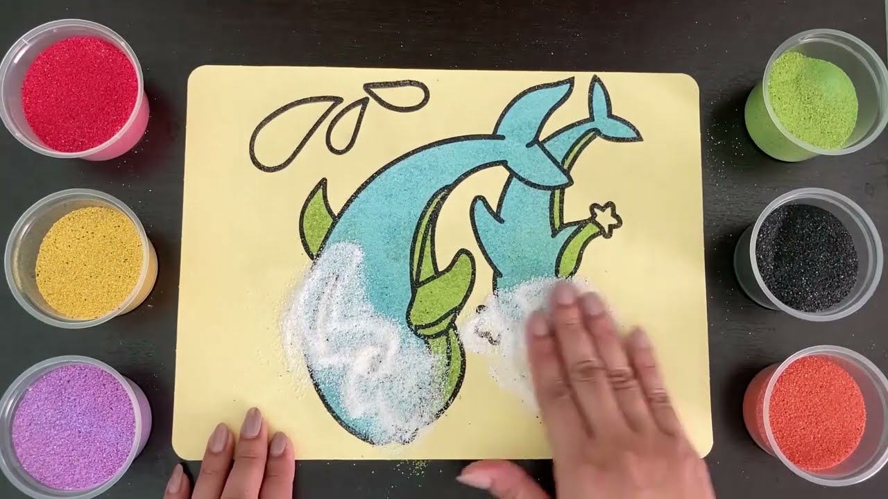 Sand Painting of 2 Dolphins I Colored Sand I Sand Art - YouTube