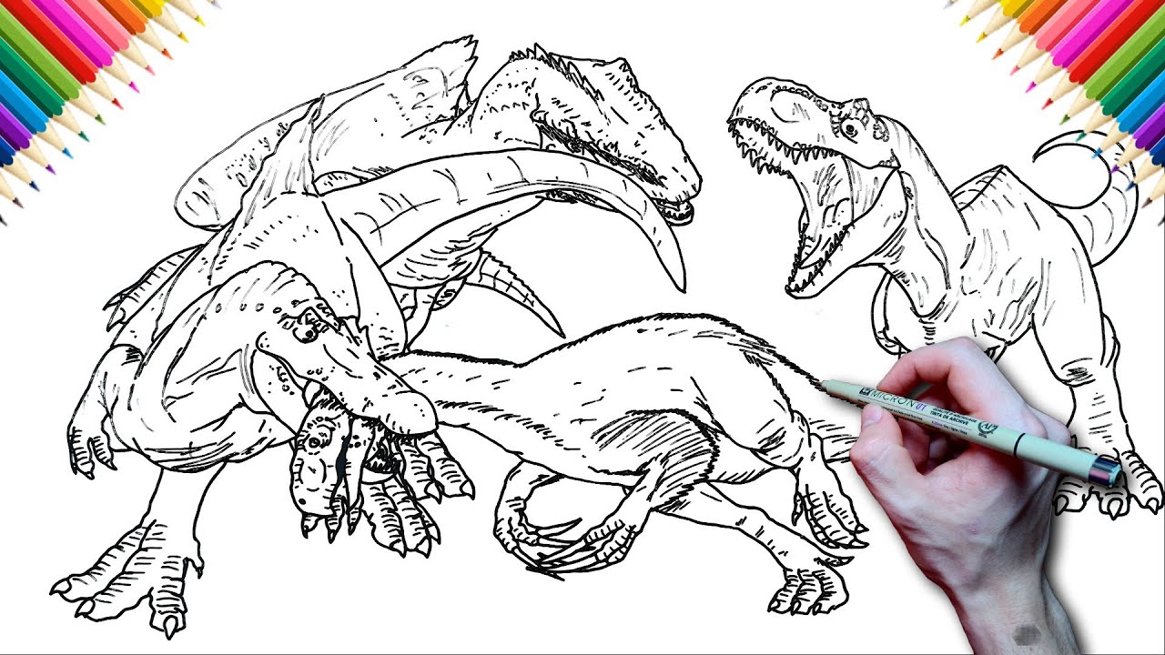 4 Kings of the Mesozoic!!! How to Draw dinosaurs battle | Fan Art - YouTube