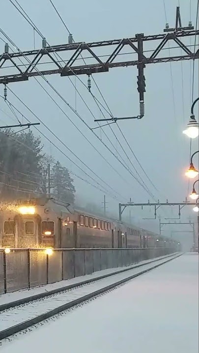 NJT Multilevel Cab Car 7022 with a Fouled Train Horn in a Snowstorm #shorts #train #njt # ...