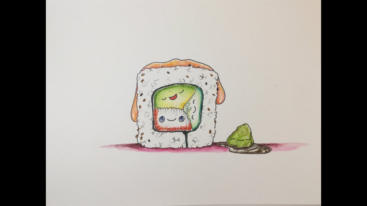 How To Draw Kawaii (かわいい | 可愛い) California Roll | (Step by Step Easy ...