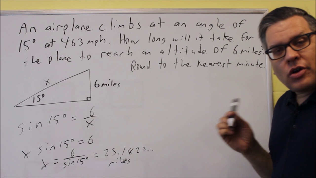 Airplane Climb Application with Right Triangles in Trigonometry - YouTube